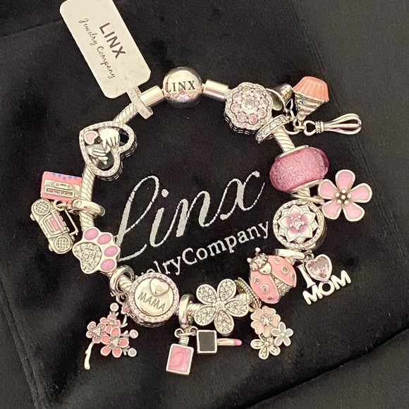 Linx | Jewelry | Linx Snake Chain Bracelet With Pink Mom Themed Charms ...